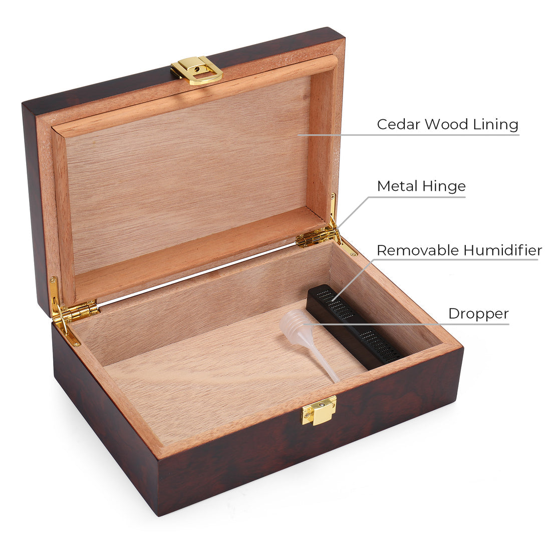 Woodronic Minuto Cigar Humidor, 10-20 CT, Bubinga Finish A5022BG ...