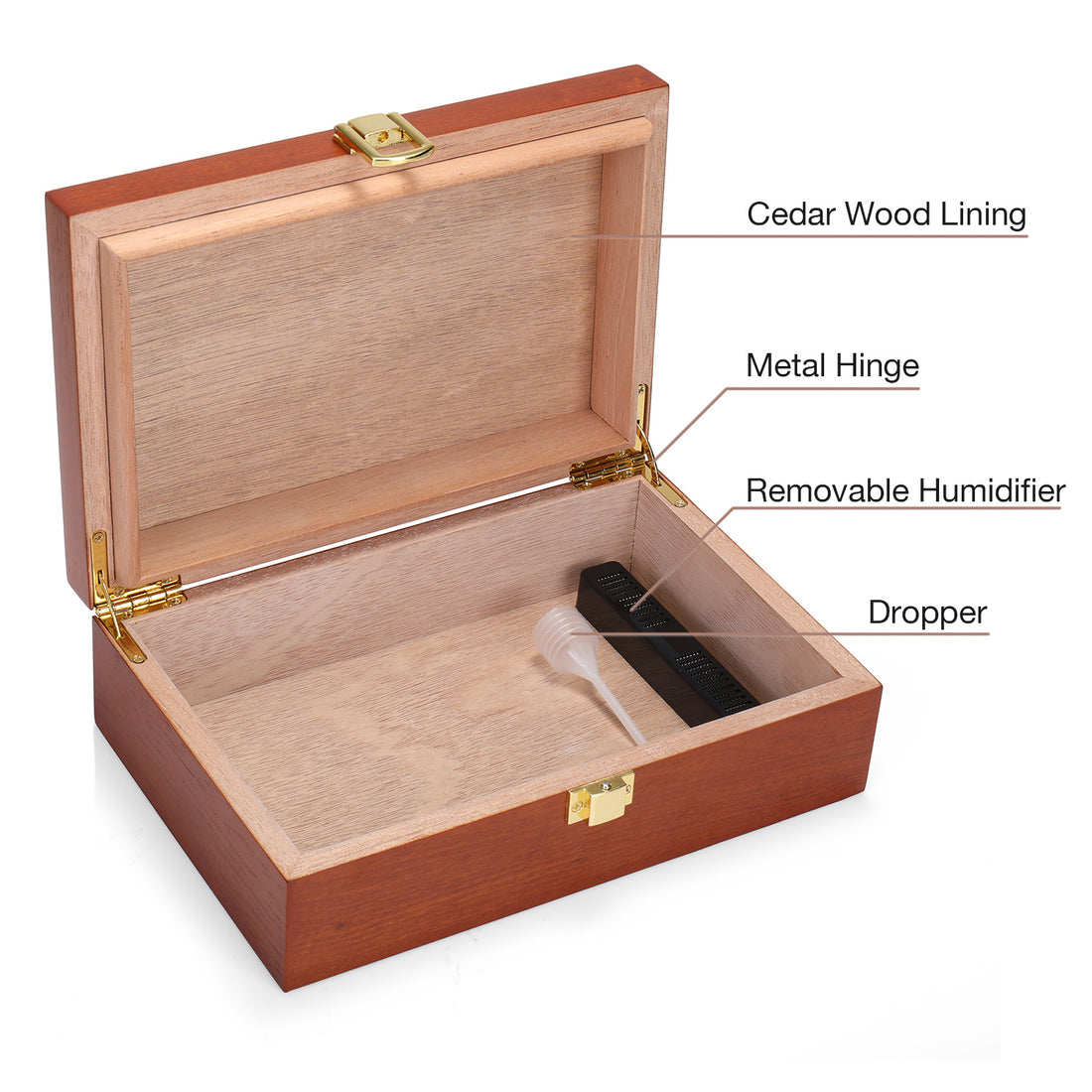 Woodronic Minuto Cigar Humidor, 10-15 CT, Mahogany Finish with Inlay A ...