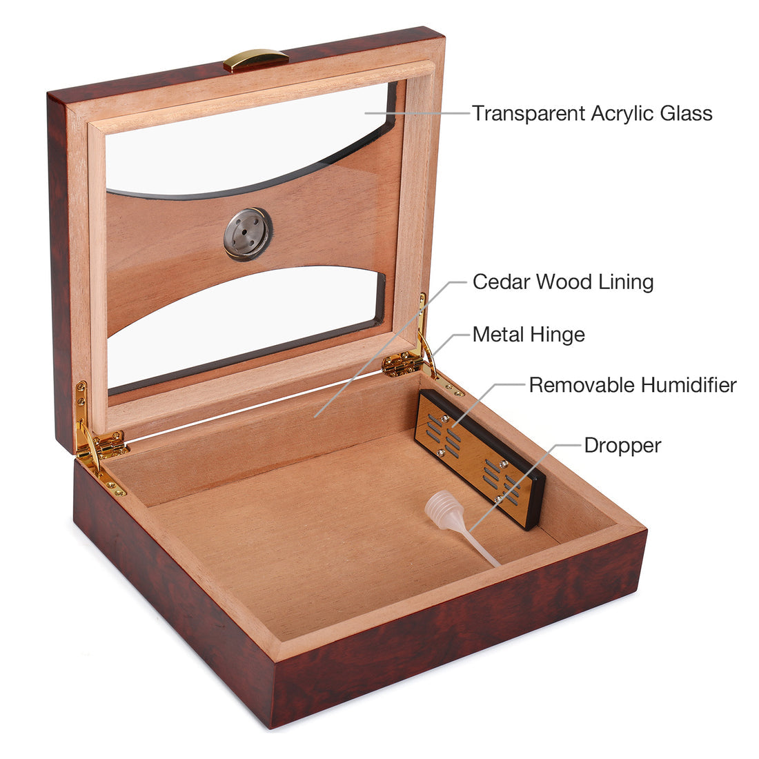 Woodronic Buckler Cigar Humidor, 20-35 CT, Mahogany Finish A5036 ...