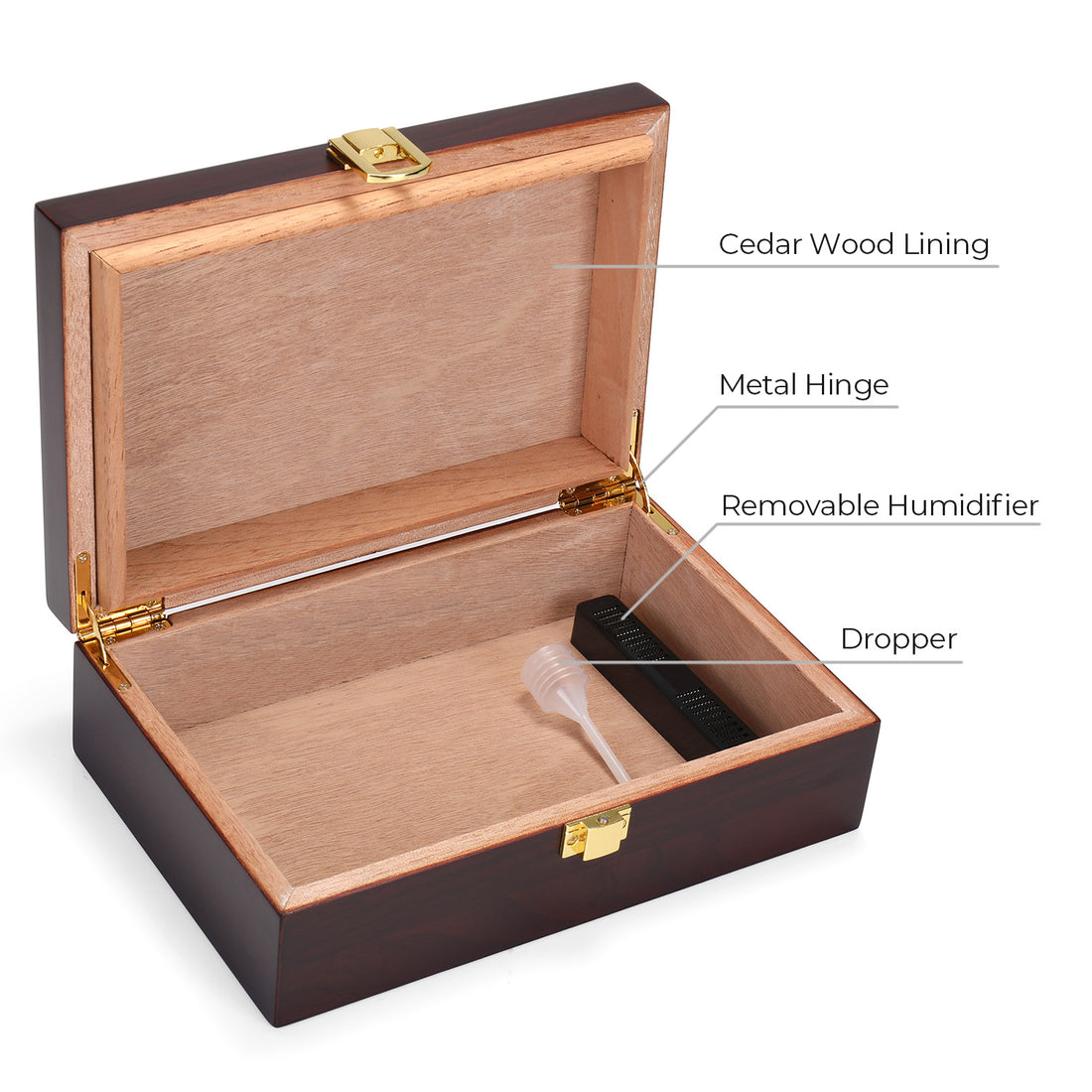 Woodronic Minuto A5022WN Cigar Humidor, 10-20 CT, Walnut Finish A5022W ...