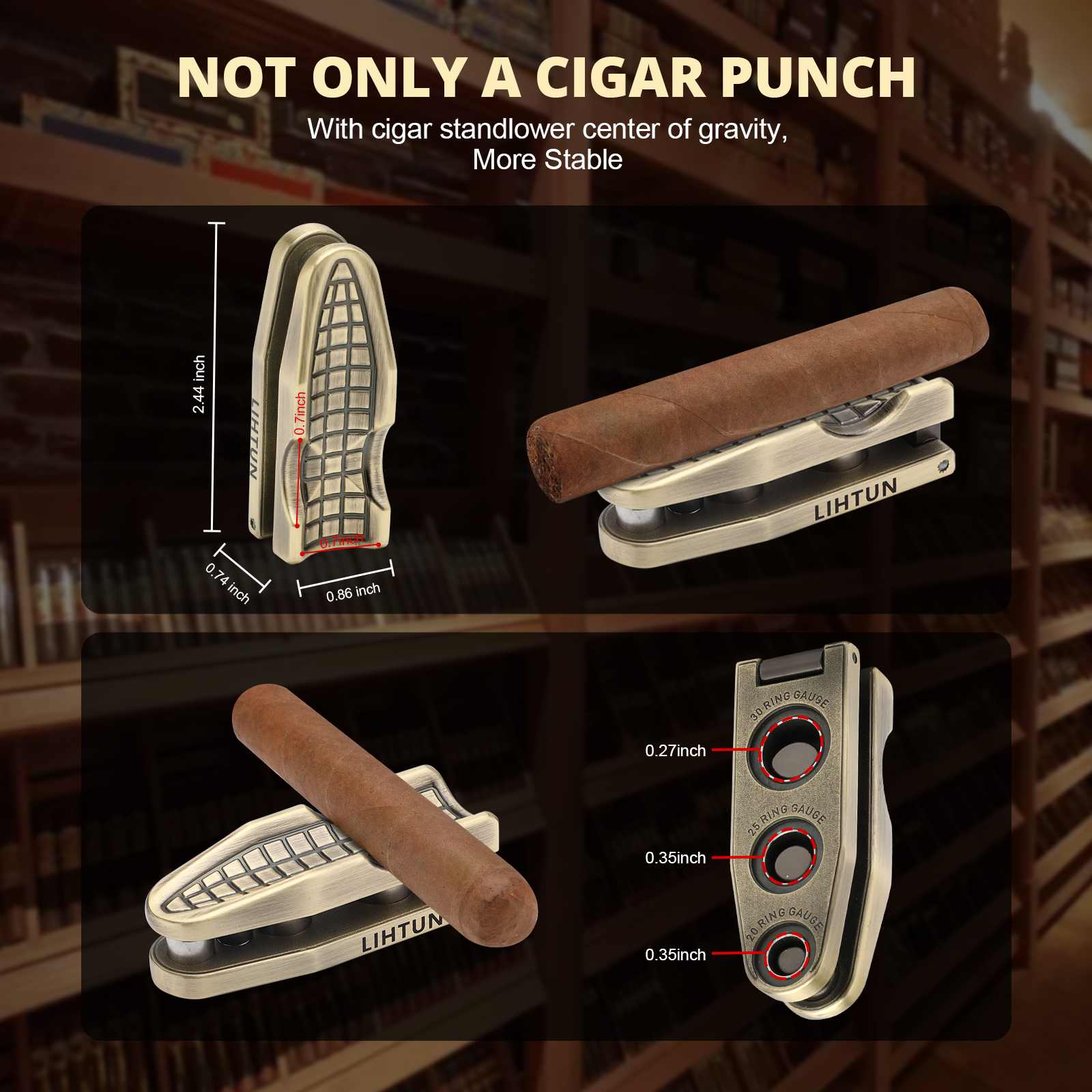 XIFEI Cigar Punch with Cigar Holder, 3 Punch Cutters, 2 Cigar Stands,