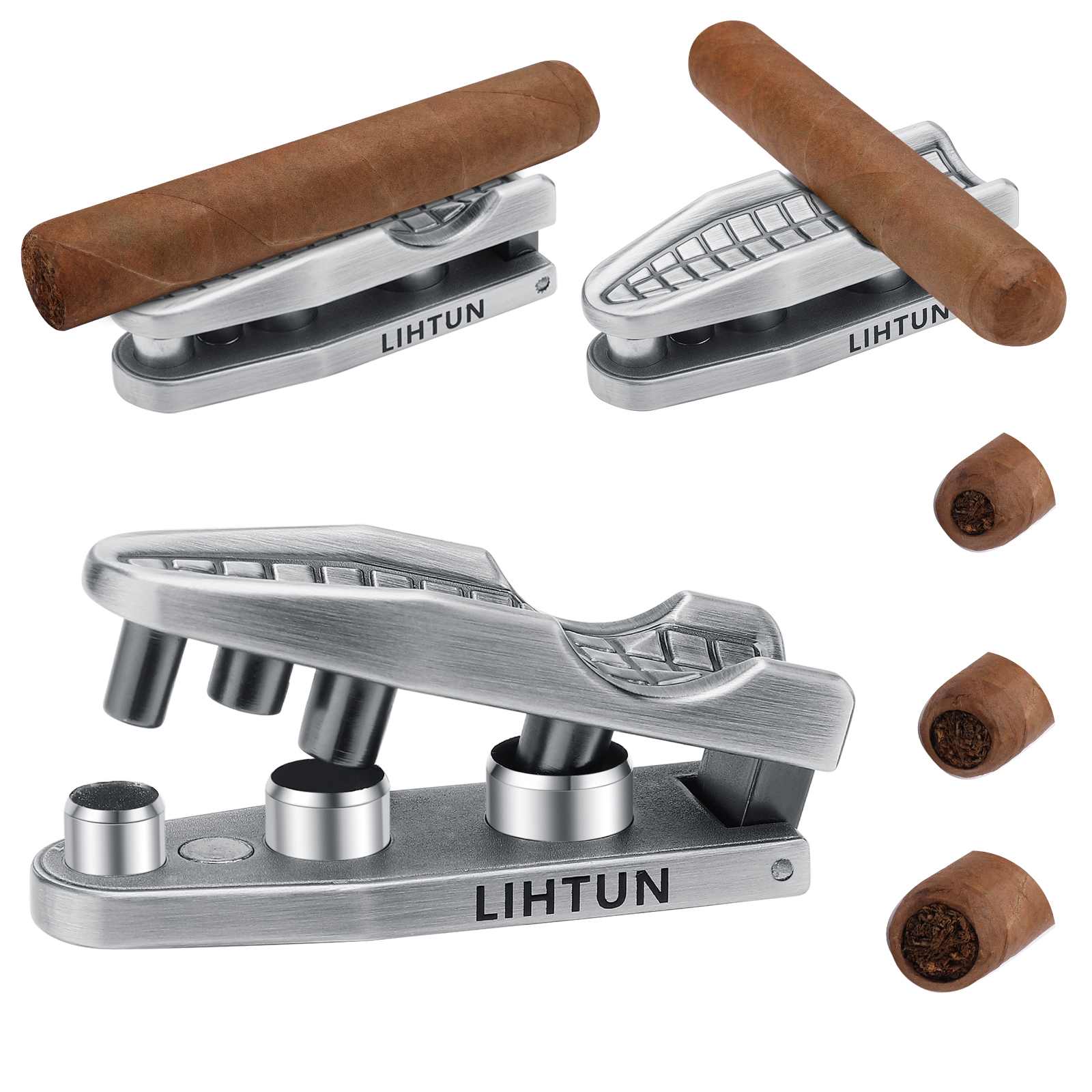 XIFEI Cigar Punch with Cigar Holder, 3 Punch Cutters, 2 Cigar Stands,