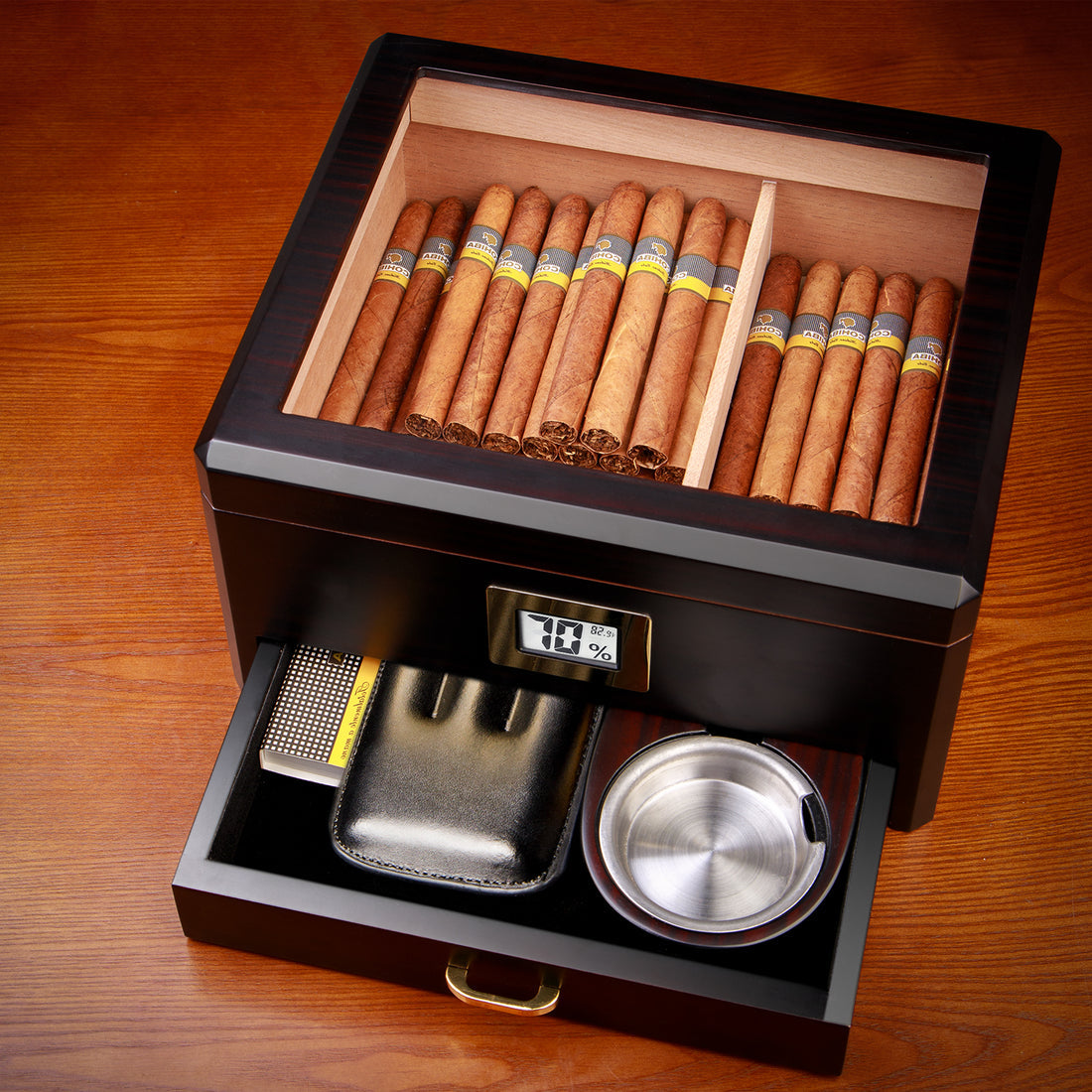 Woodronic Enstatite Cigar Humidor, 25-50 CT, Ebony Finish A5043 – Grand ...