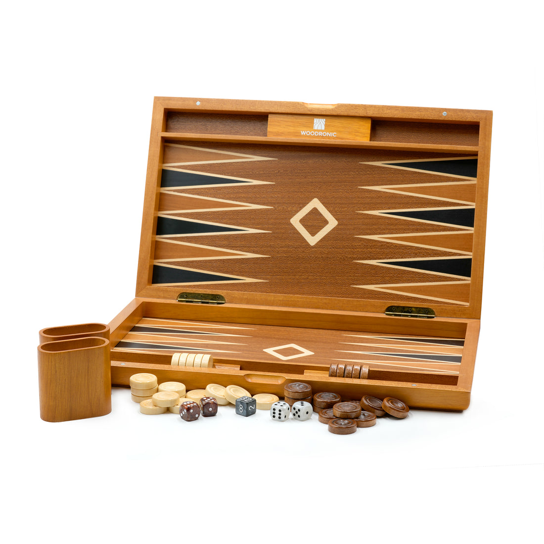 Woodronic Backgammon Set, Chip Carved with Multiple Wood Veneers A5047 ...