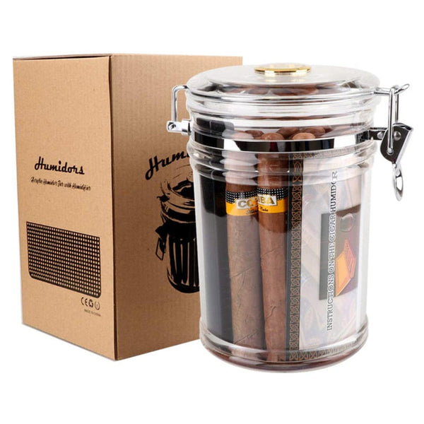 XIFEI Acrylic Humidor Jar with Humidifier and Hygrometer,humidor That