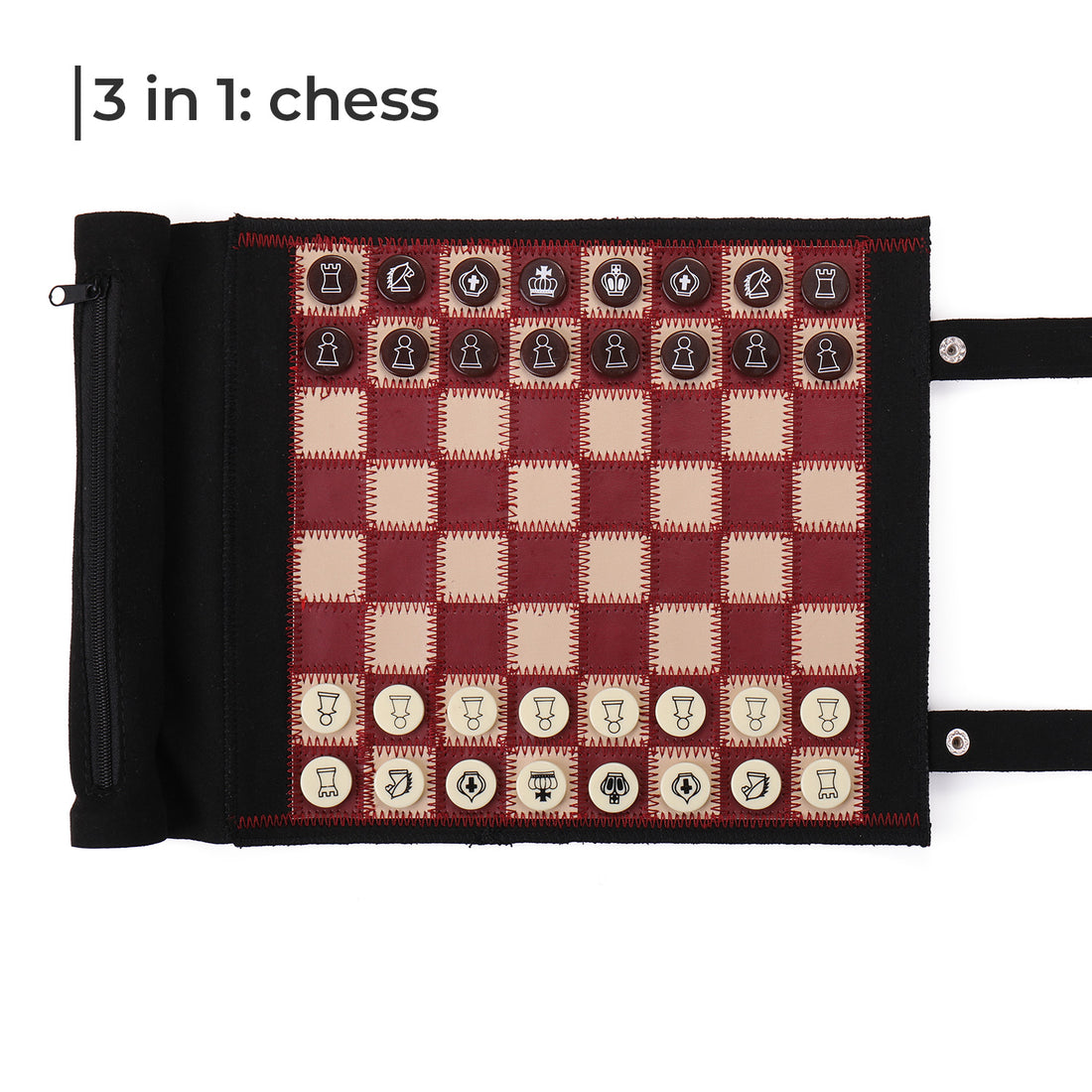 Woodronic Backgammon Chess Checkers Set, PU Leather A5039BK – Grand ...