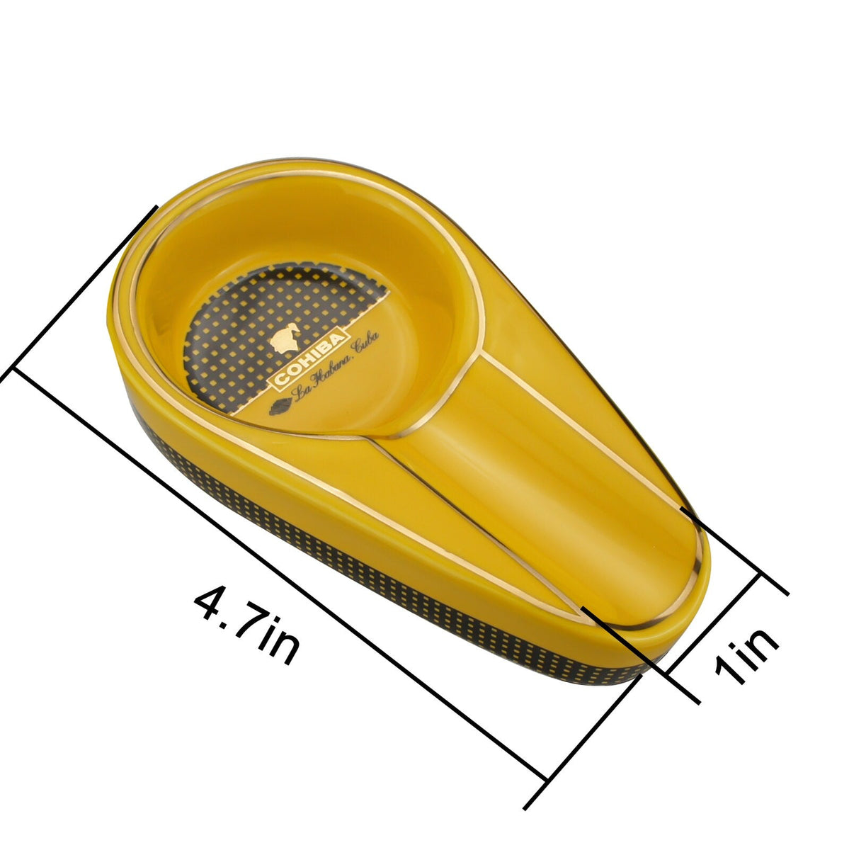 COHIBA CIGAR ASHTRAY SINGLE CIGAR HOLDER GADGETS ROUND ASH SLOT YELLOW ...