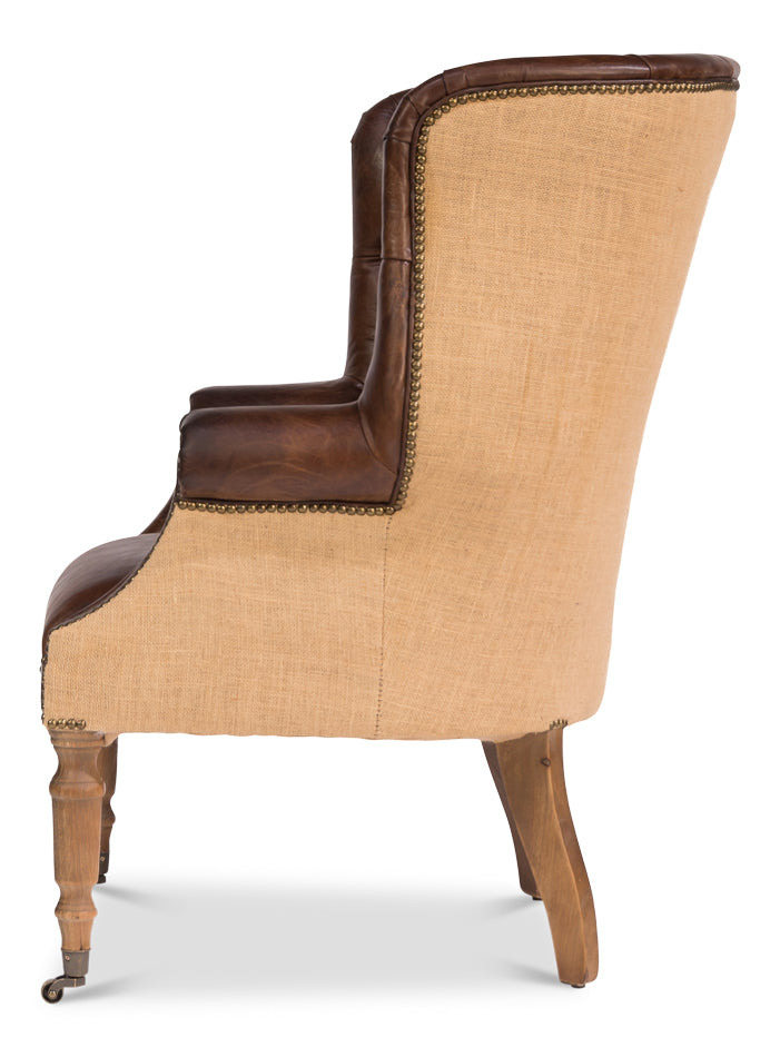 Welsh Leather & Jute Chair by Sarreid – Grand Humidors