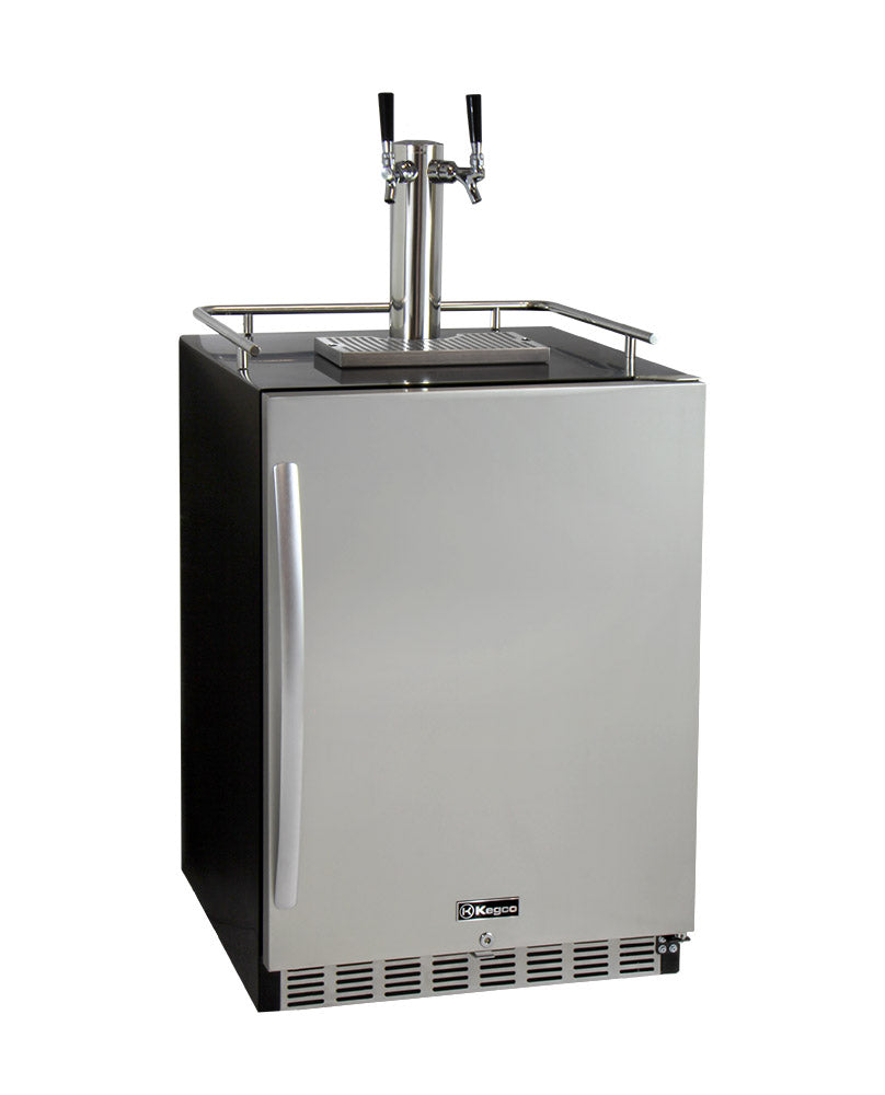 24" Wide Dual Tap Stainless Steel Builtin Right Hinge Kegerator With K ...